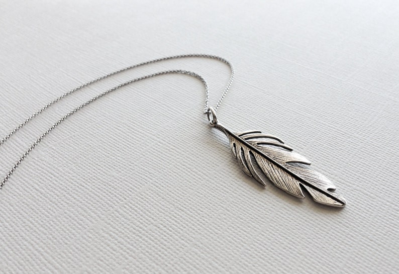 Ancient Feather Necklace in Sterling Silver - Etsy
