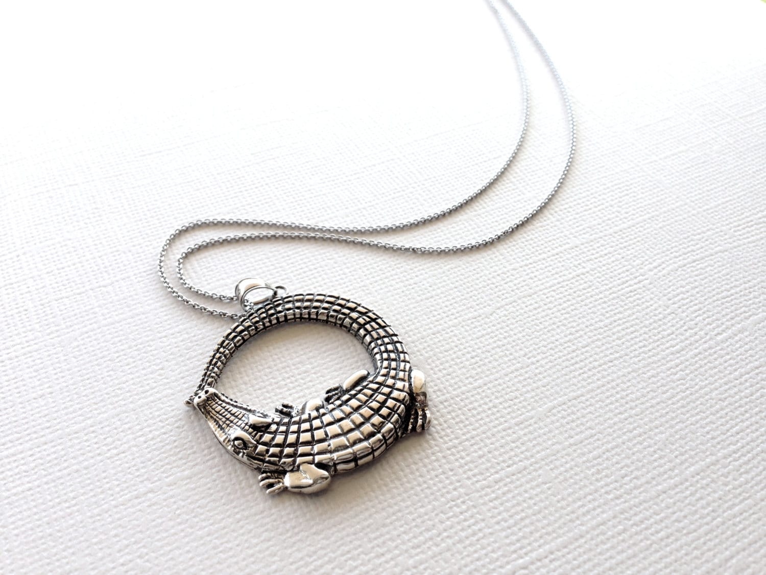 Alligator Necklace in Sterling Silver Crocodile Jewelry - Etsy