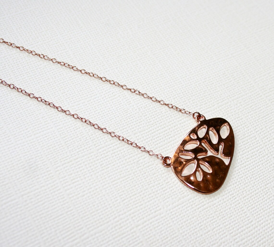 Tree of Knowledge Necklace in Sterling Silver (18k Rose Gold Plating ...