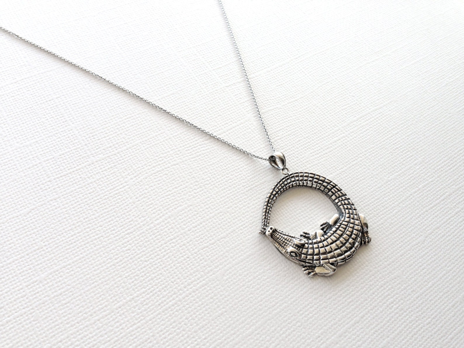 Alligator Necklace in Sterling Silver, Crocodile Jewelry, Alligator ...