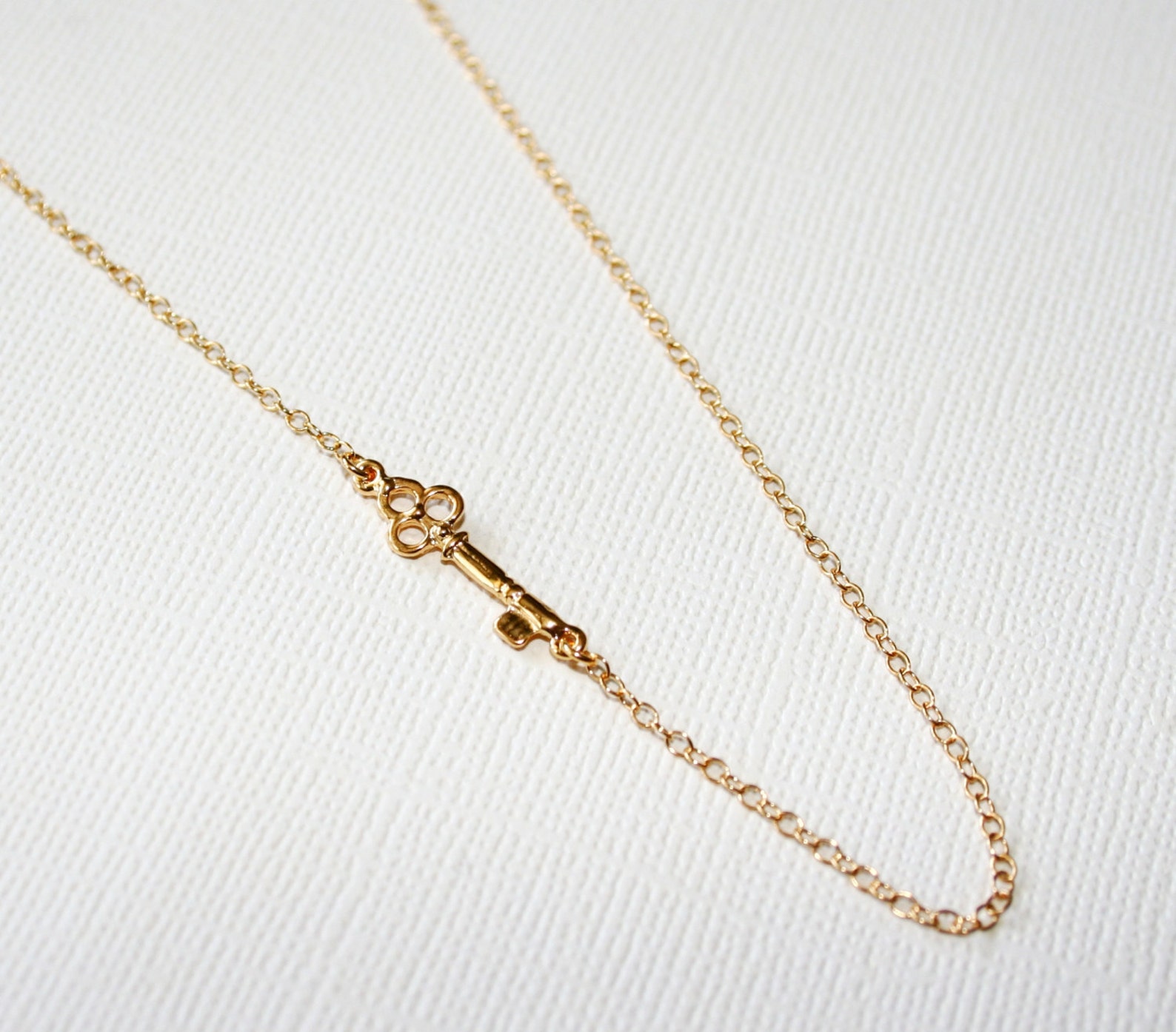 Mini Key Necklace in Sterling Silver 18k Yellow Gold - Etsy