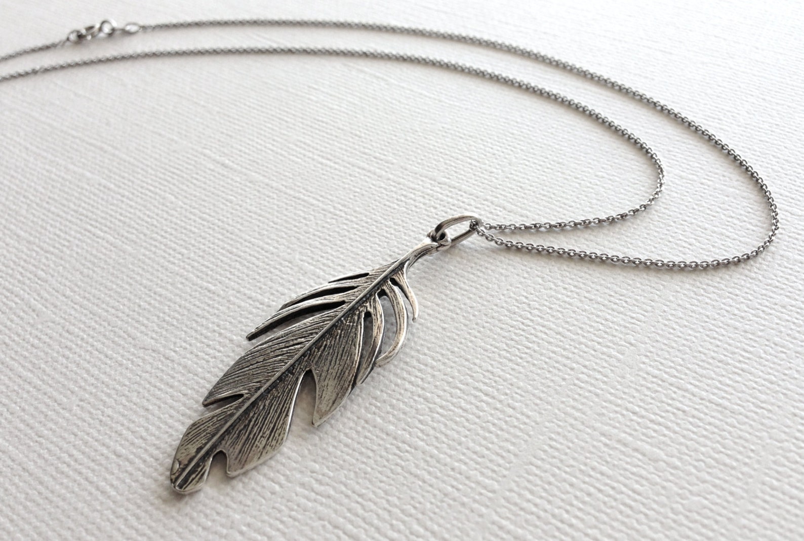 Ancient Feather Necklace in Sterling Silver - Etsy