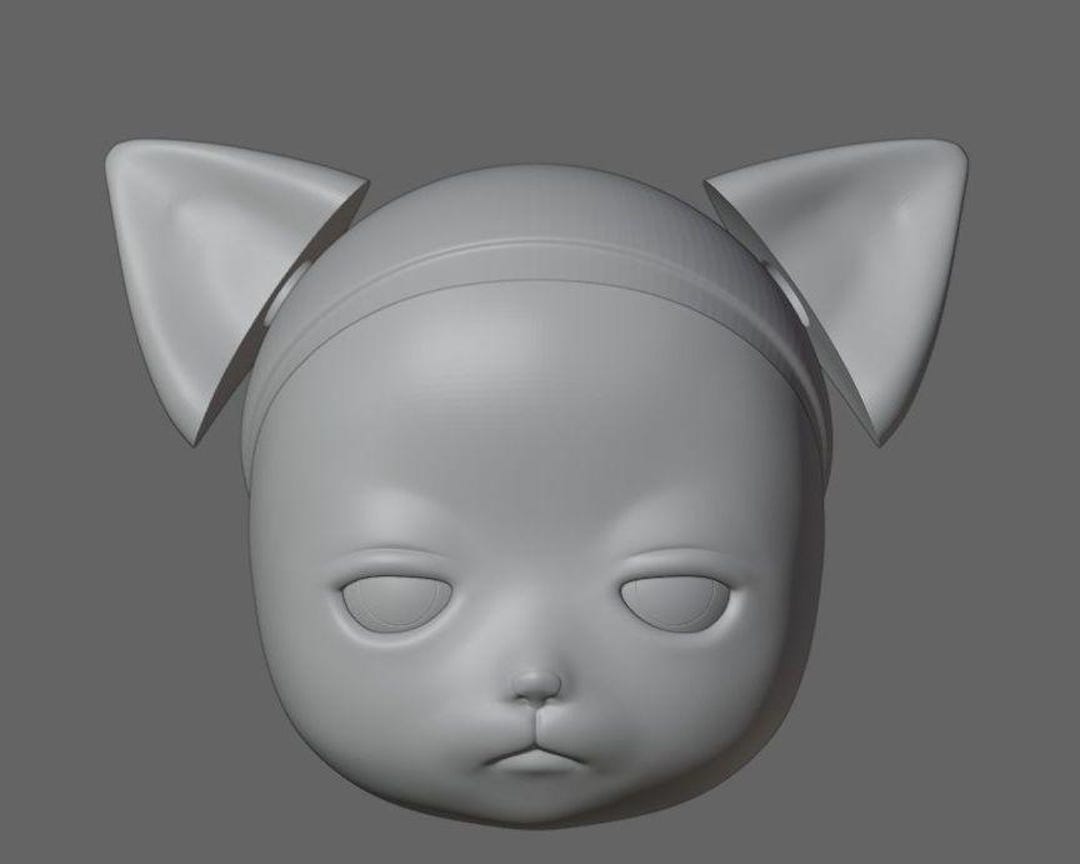 Cat-coro/half-opened Eyes (STL File of Bjd-head for 10cm Body) - Etsy