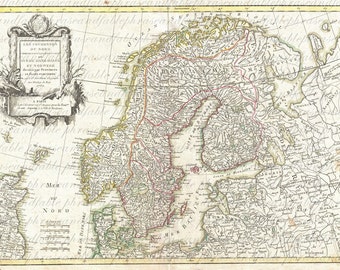 Map Of Norway From The 1600s 299 Scandinavia Bergen Oslo | Etsy