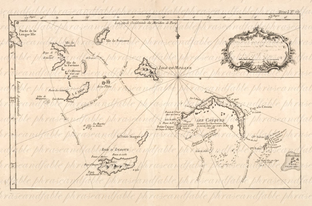 Map of the Bahamas From the 1700s 155 Ancient Digital Image Download ...