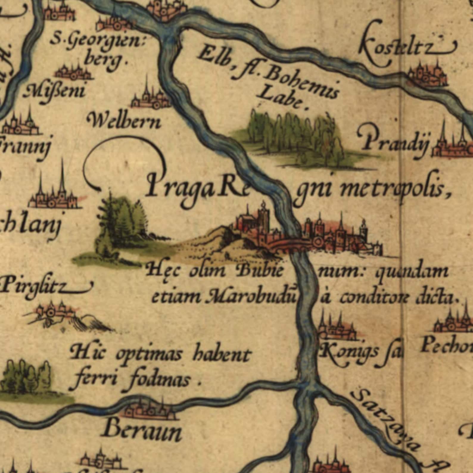 Map of Czech Republic From the 1500s 118 Digital Image Download Prague ...