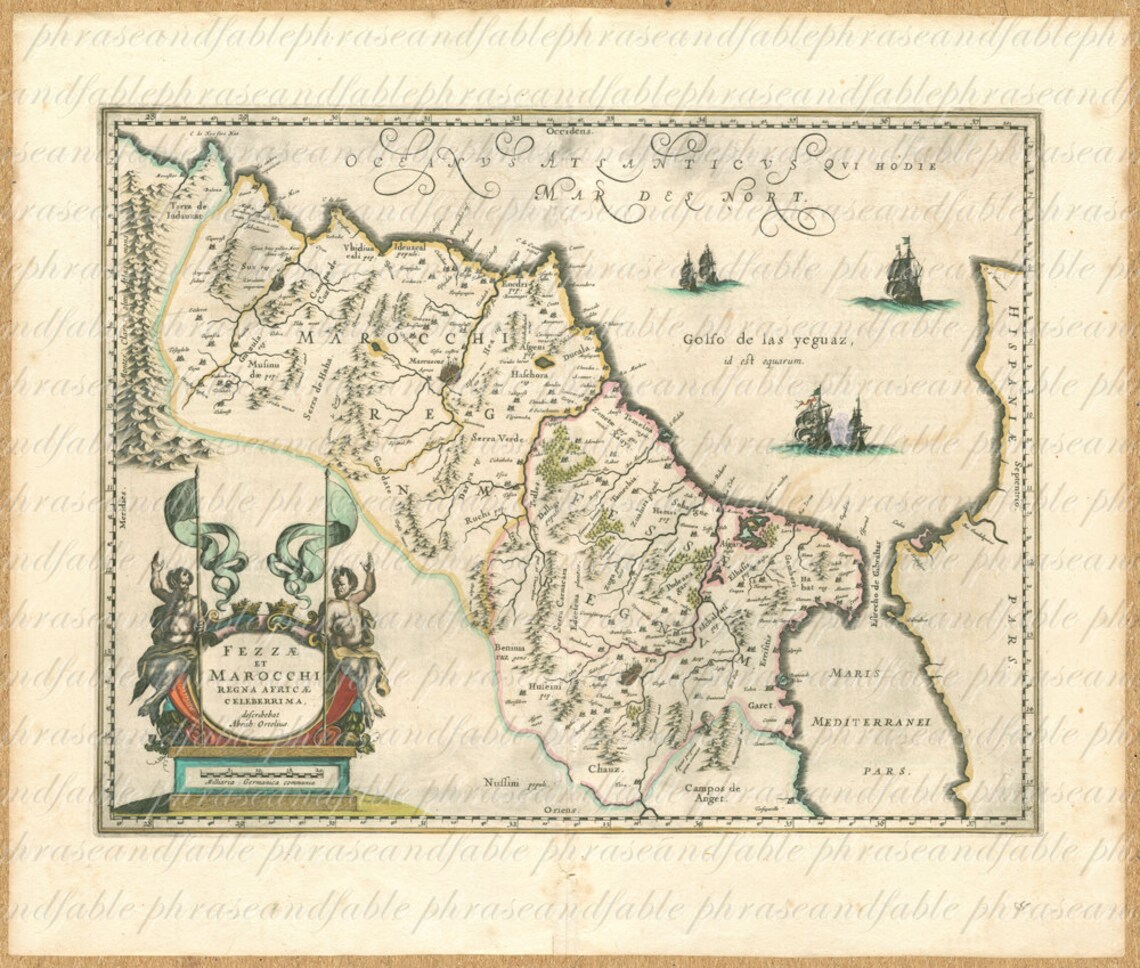 Map of Morocco From the 1600s 088 Ancient Old World Cartography ...