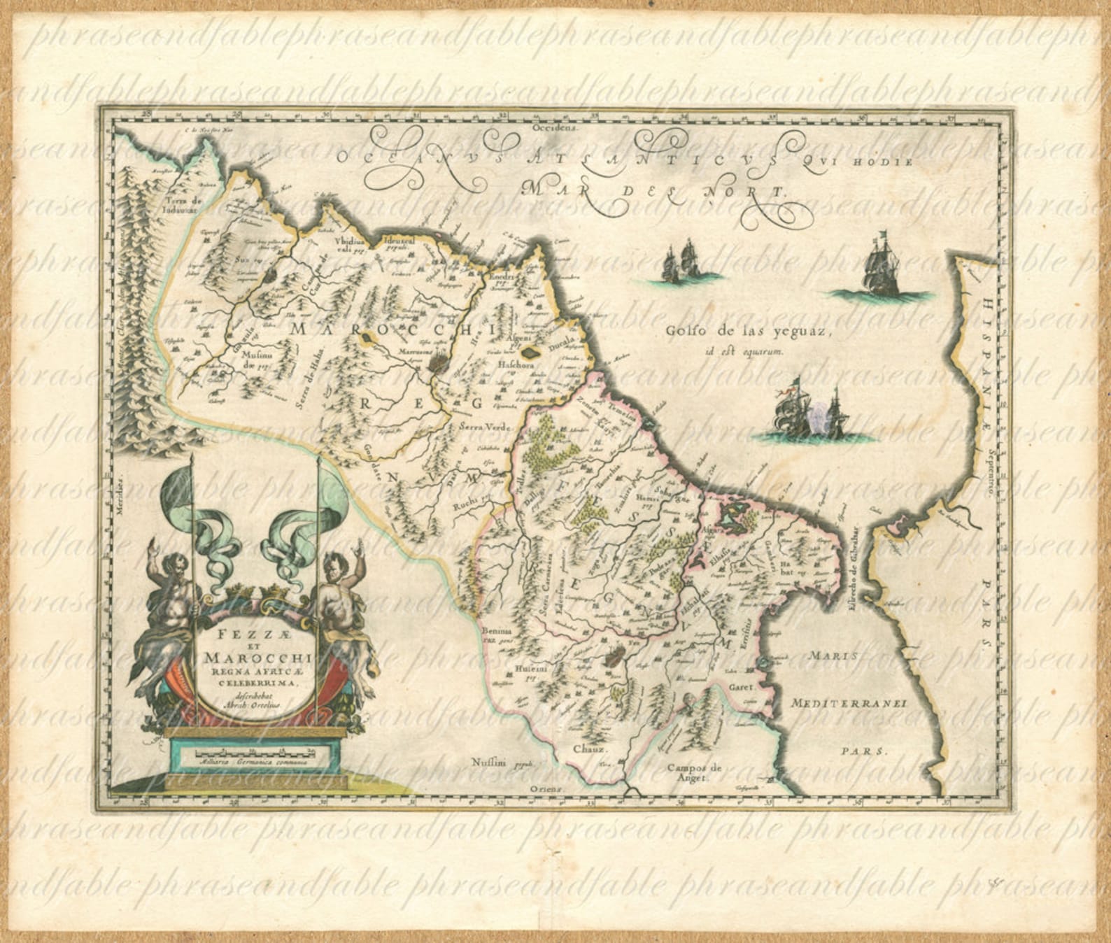 Map of Morocco From the 1600s 088 Ancient Old World Cartography ...