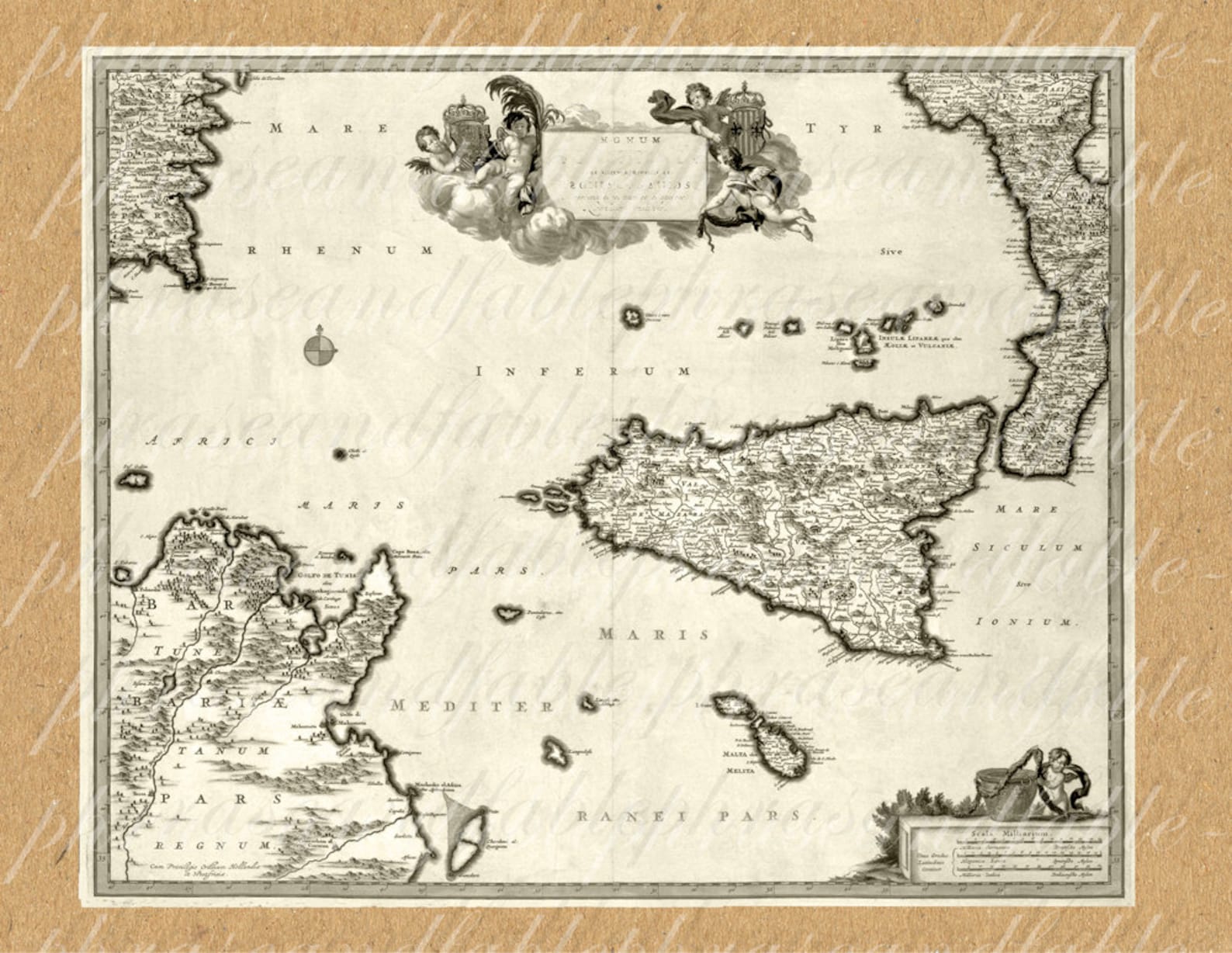 Map of Sicily Italy From the 1600s 308 Old World Sailing Digital Last ...