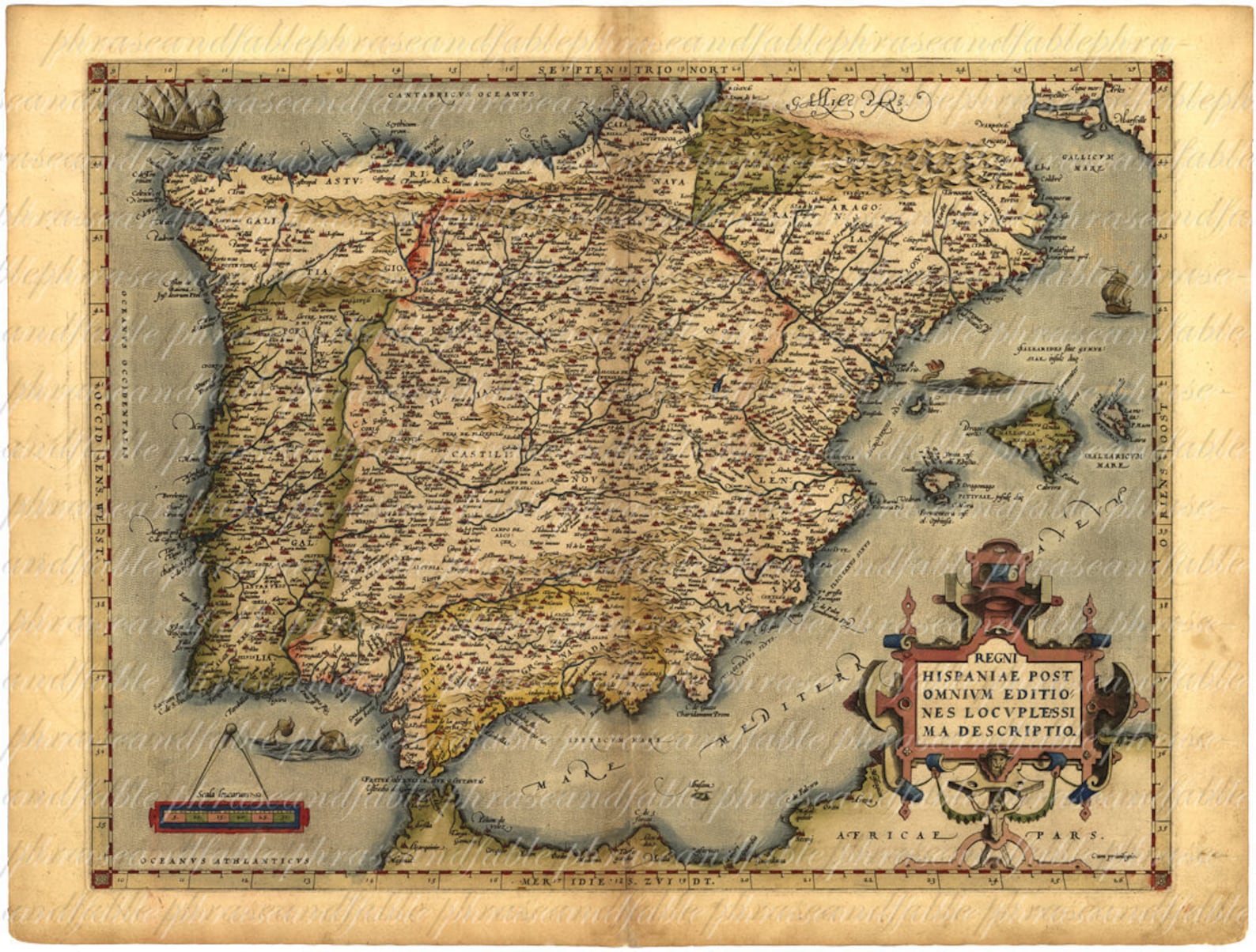 Map of Spain From the 1500s 042 Madrid Old World Cartography Adventure ...