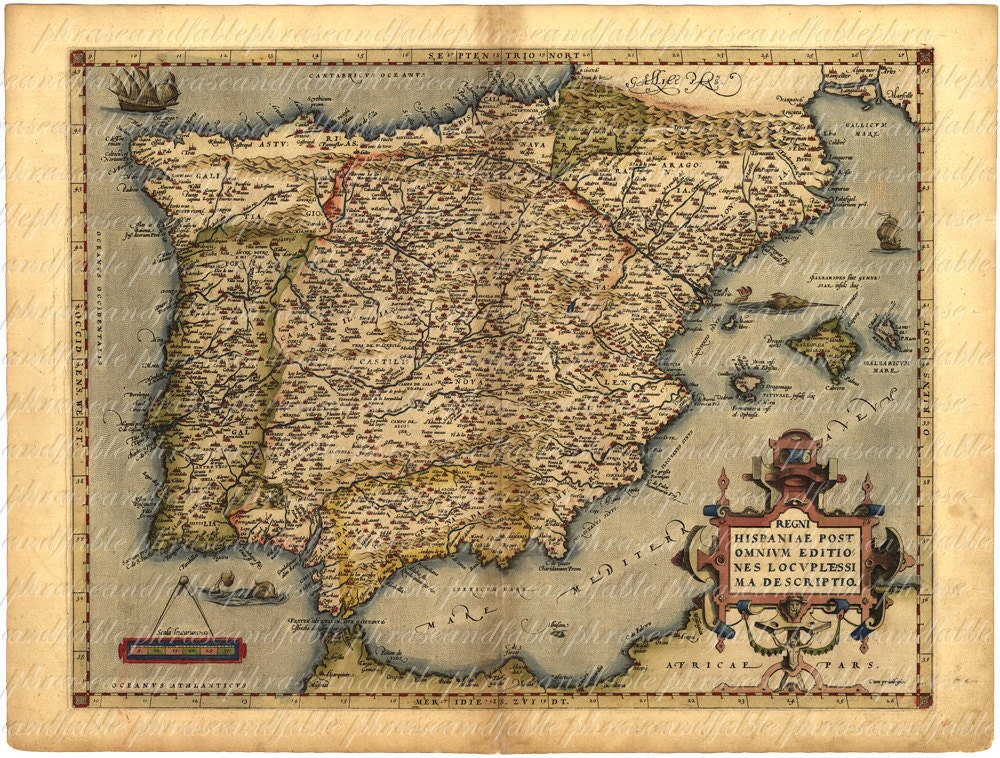 Map of Spain From the 1500s 042 Madrid Old World Cartography Adventure ...