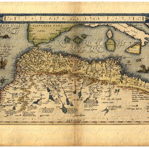 Map of North West Africa From the 1500s 108 Map Vintage Digital Antique ...