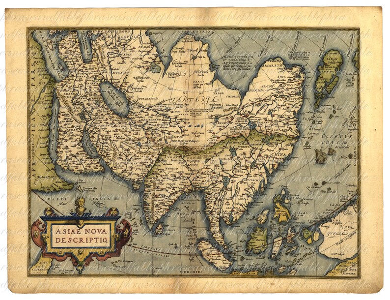 Map of Asia From the 1500s Japan Borneo New Guinea China India Thailand ...