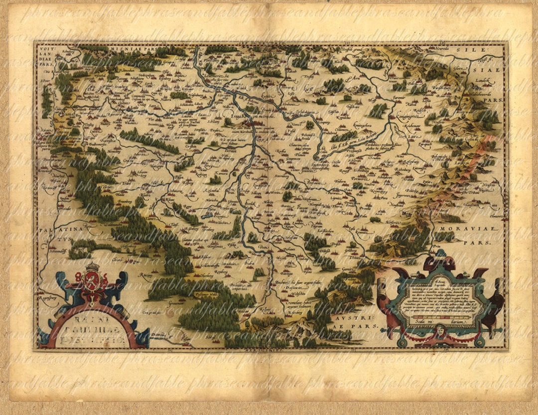Map of Czech Republic From the 1500s 118 Digital Image Download Prague ...