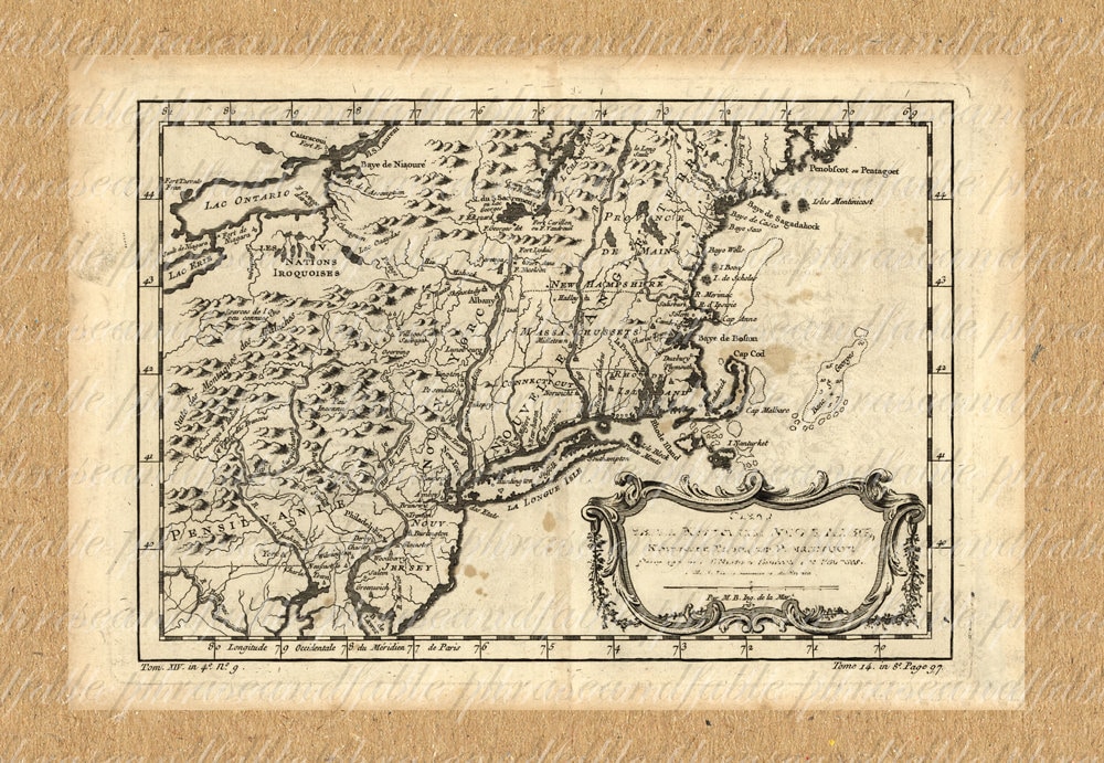 Map of New England From the 1700s 188 Digital Image Download America ...