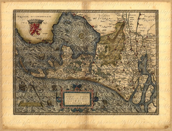 Map of Holland From 1500s Amsterdam Rotterdam Hague Haarlem - Etsy