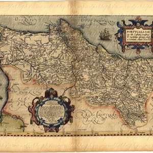 Map of Portugal From the 1500s Lisbon Old World Portugese Cartography ...