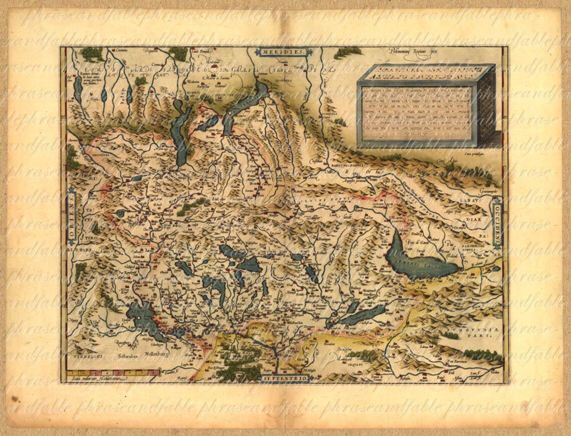 Map of Switzerland From 1500s Ancient Cartography Exploring Vintage ...