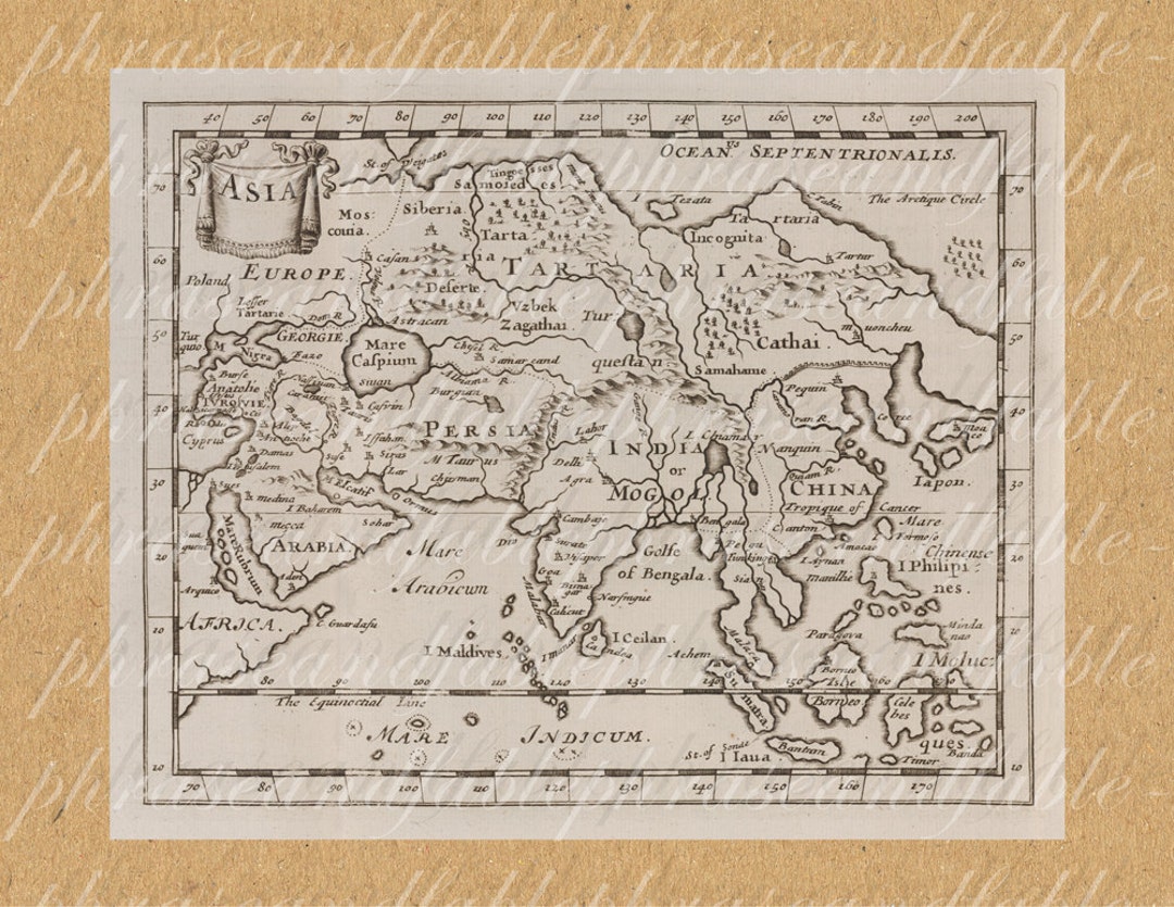 Map of Asia From the 1600s 333 Japan India China India Persia Russia ...