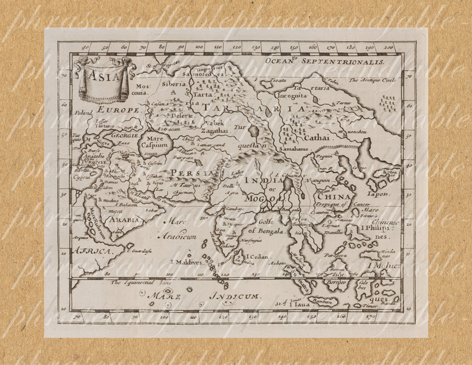 Map of Asia From the 1600s 333 Japan India China India Persia Russia ...