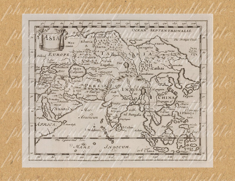 Map of Asia From the 1600s 333 Japan India China India Persia Russia ...