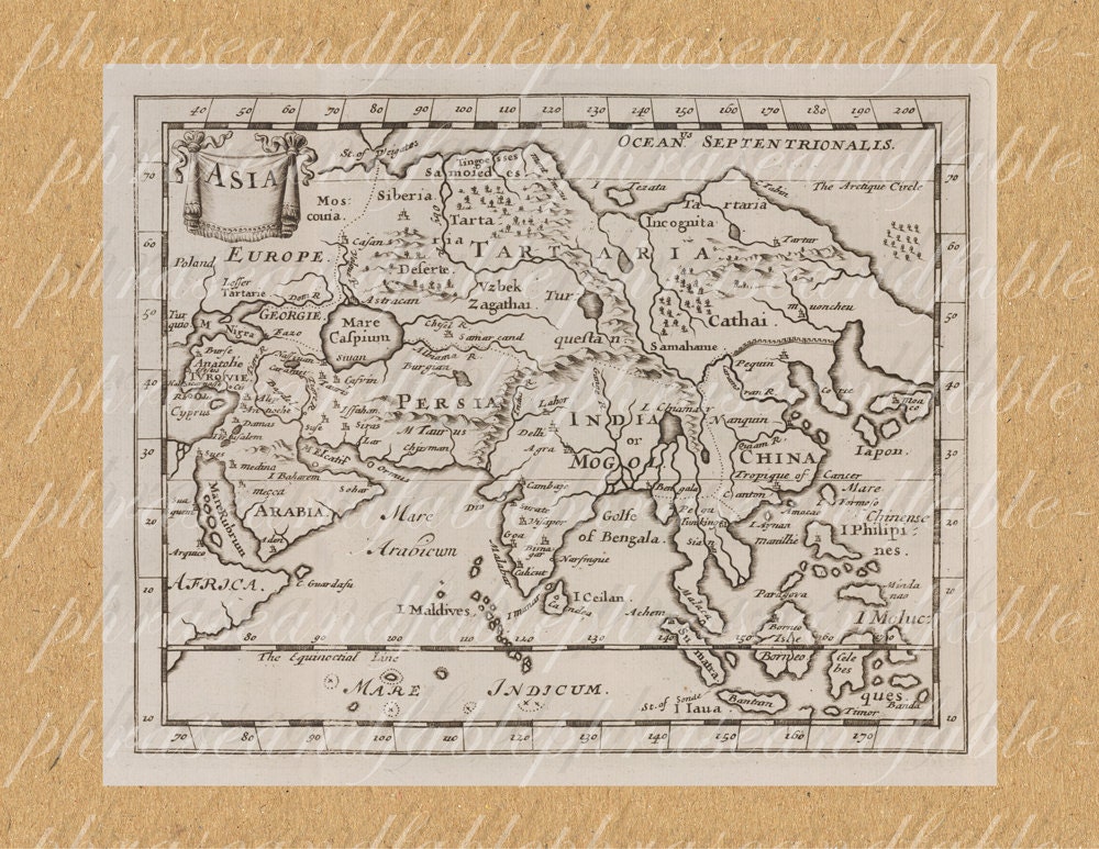 Map of Asia From the 1600s 333 Japan India China India Persia Russia ...