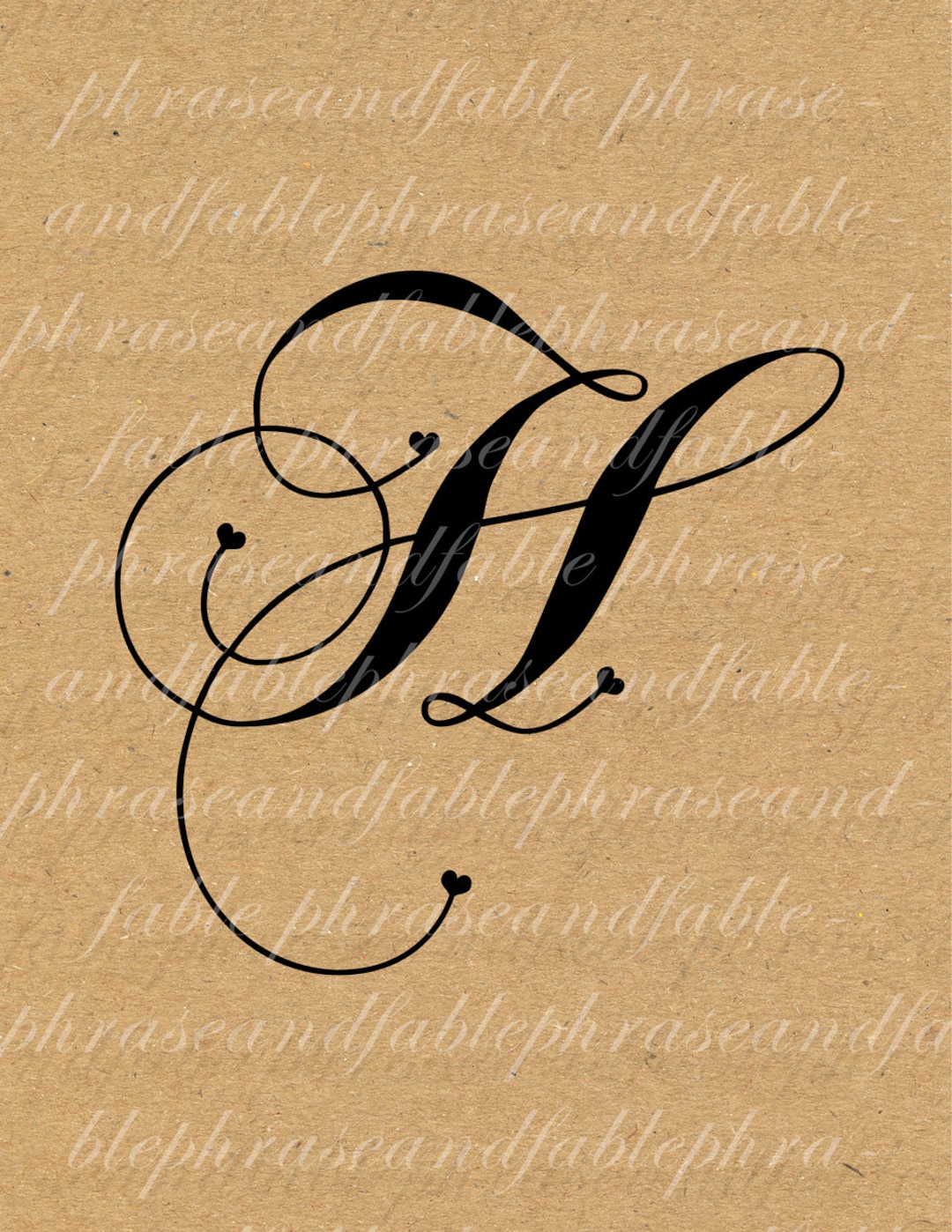 Letter H Hearts 279 Digital Download Alphabet Initial Name Glyph ...