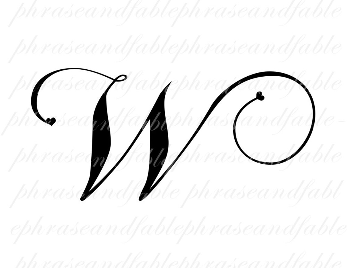 Letter W Hearts 293 Digital Download Alphabet Initial Name Glyph ...