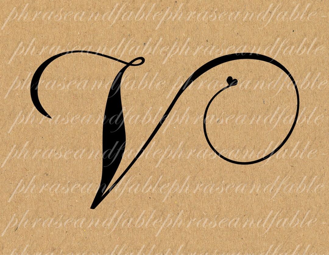 Letter V Hearts 292 Digital Download Alphabet Initial Name Glyph ...