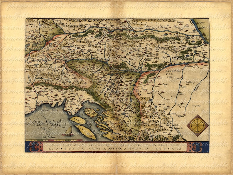 Map of the Balkans From 1500s 107 Ancient Old World Map Vintage Digital ...