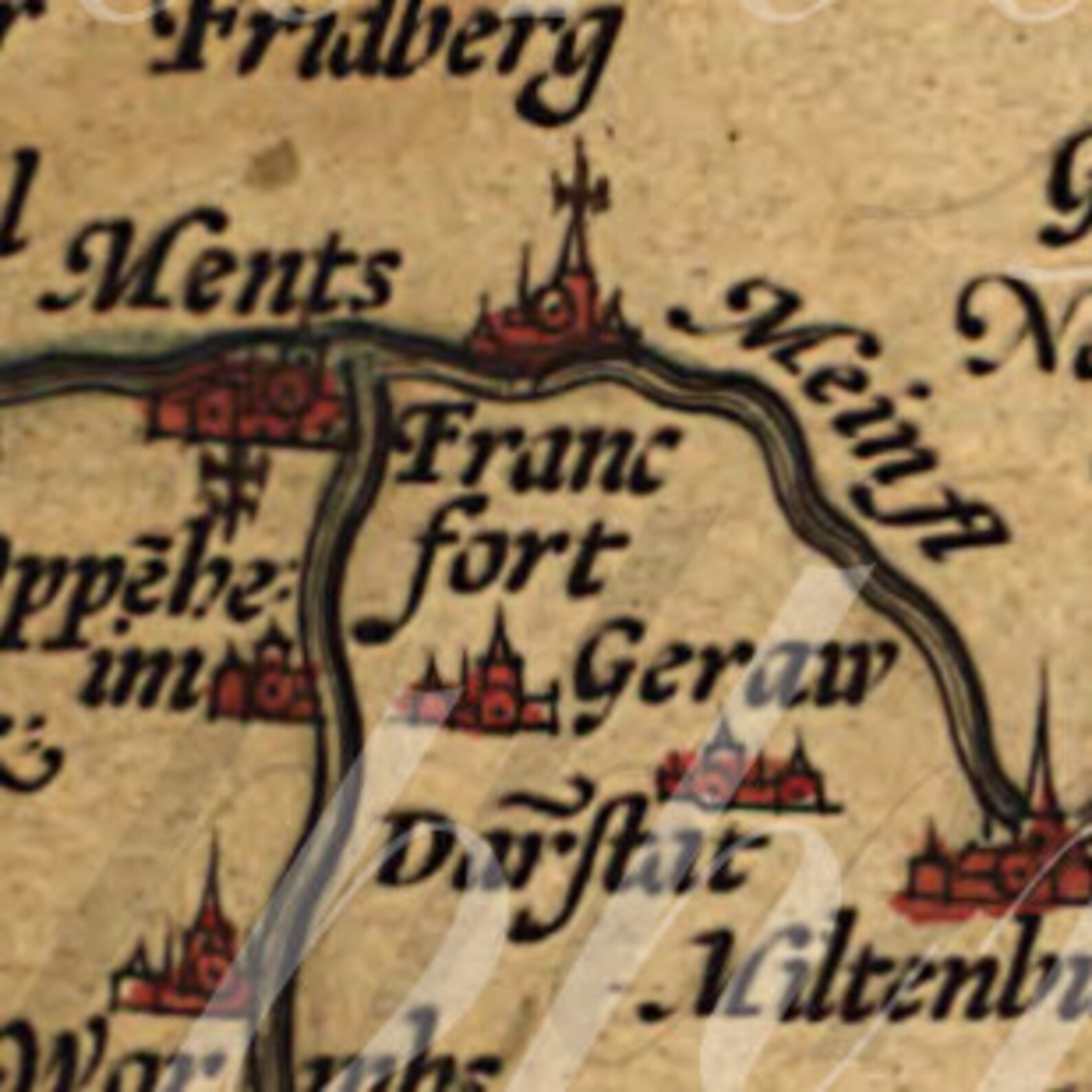 Map of Germany From the 1500s 092 Berlin Munich Frankfurt Hamburg ...