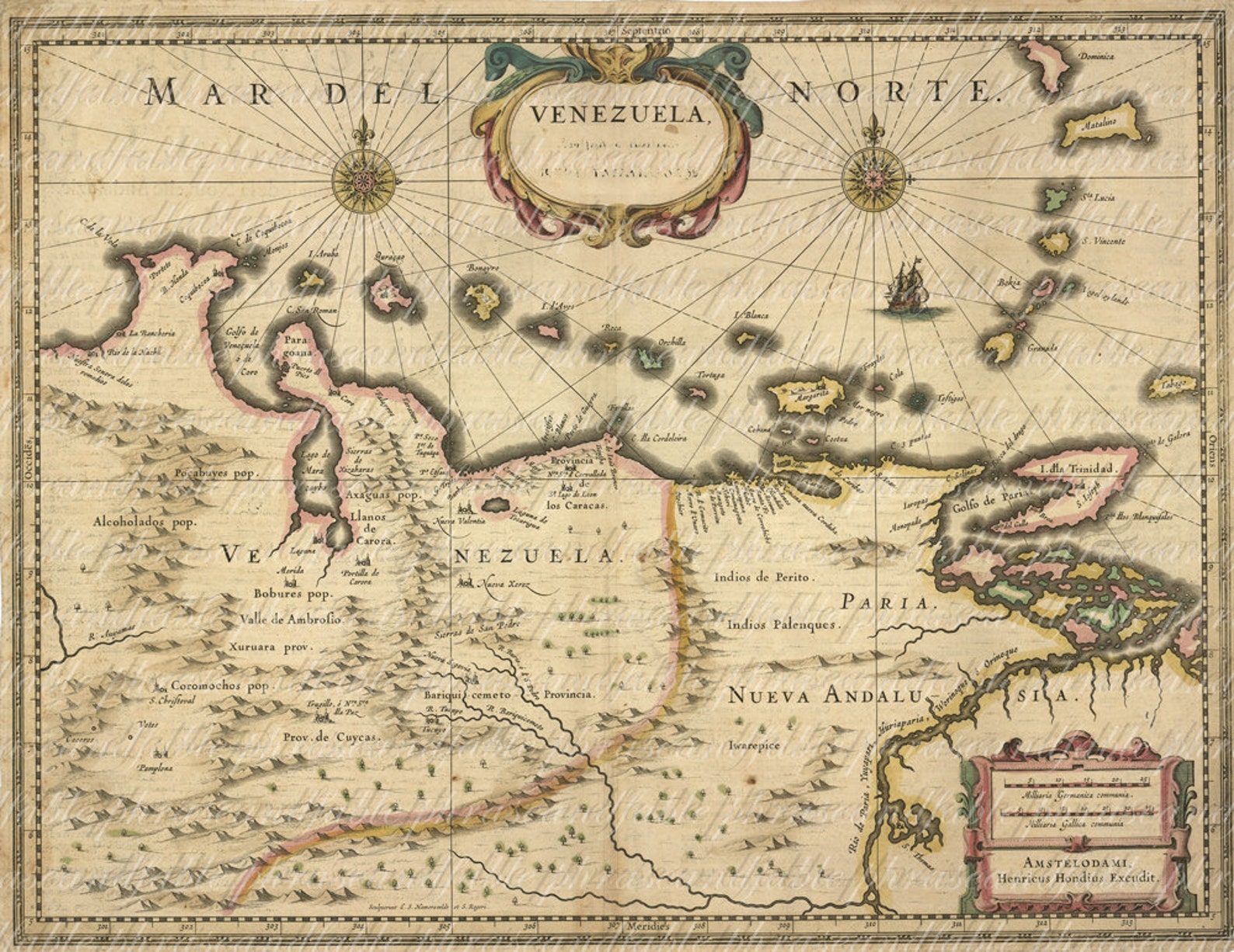 Mapa de Venezuela desde el 1600s 157 imagen Digital descargar Caracas ...