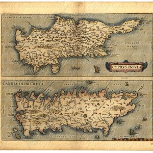 Map of Cyprus and Crete From the 1500s 095 Ancient Nicosia Knossos ...