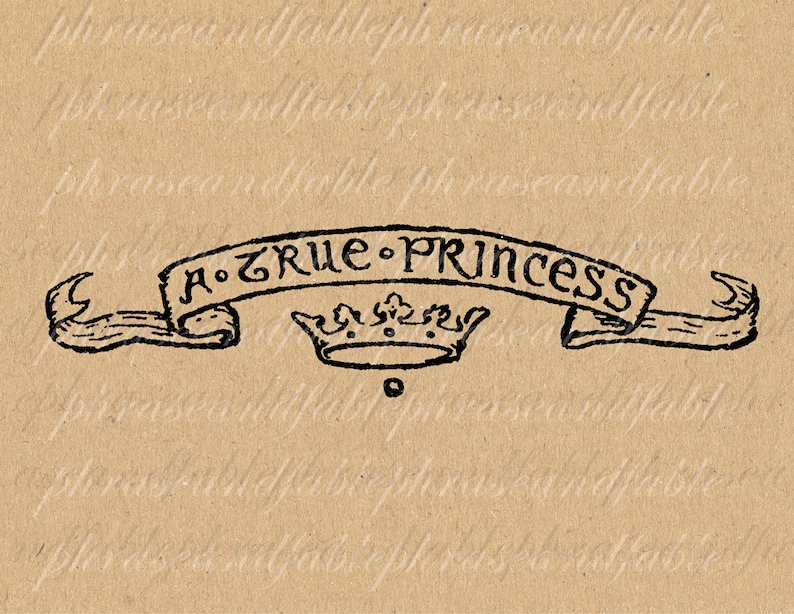 A True Princess Vintage Scroll Princess and the Pea Digital Image ...