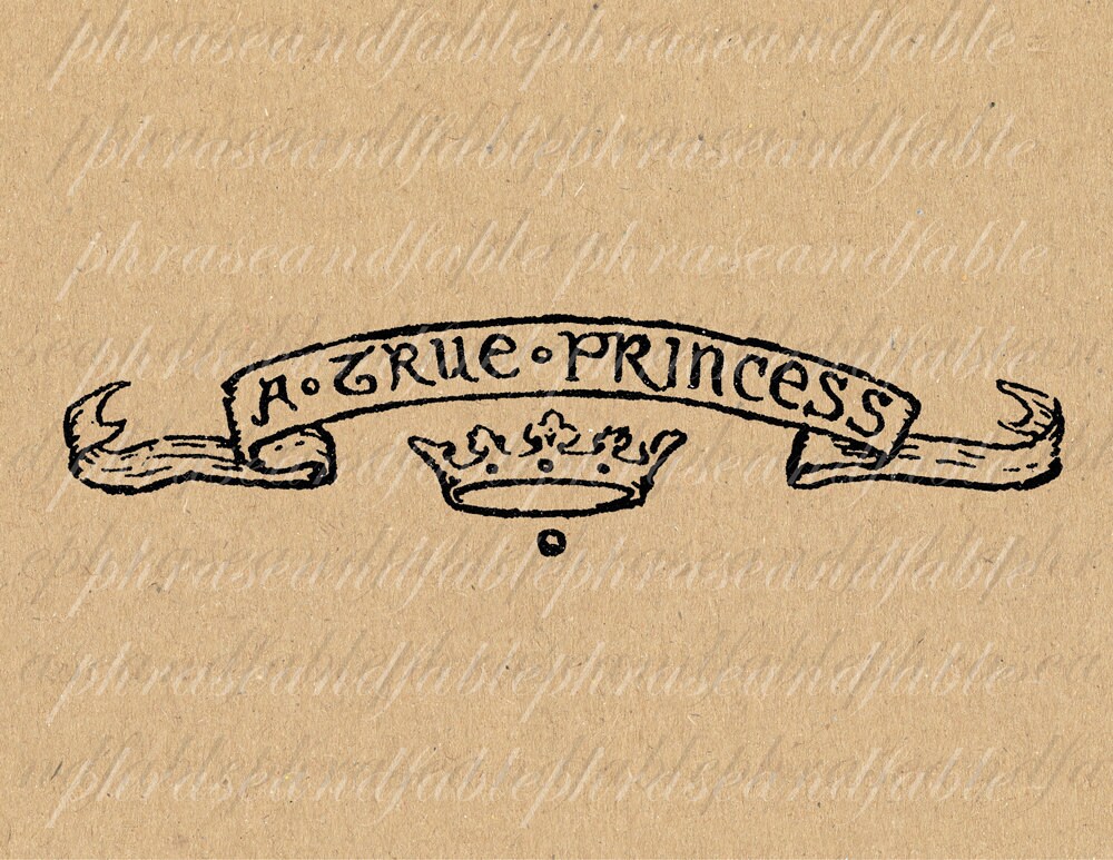 A True Princess Vintage Scroll Princess and the Pea Digital Image ...