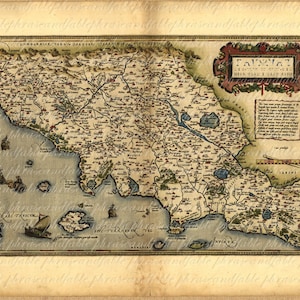 Map of Tuscany From the 1500s 109 Map Vintage Digital Antique Italy ...