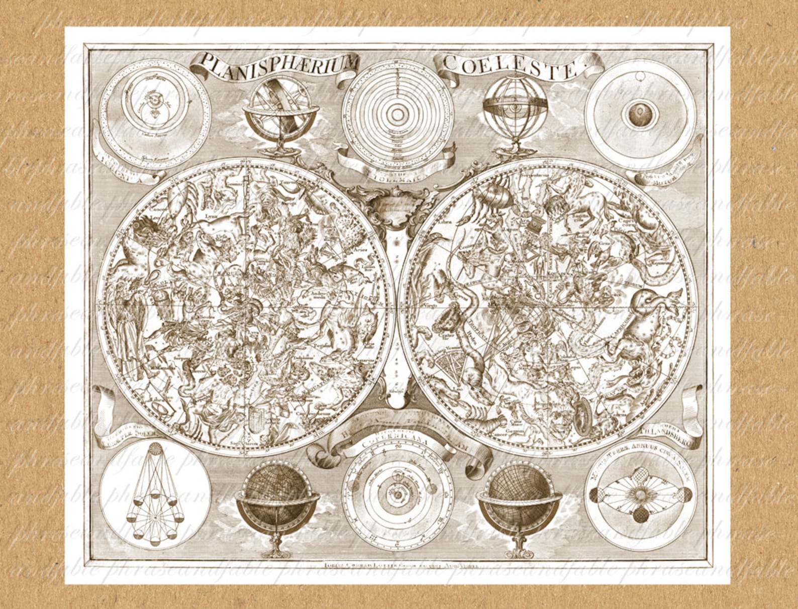 Celestial Map From 1700s Ancient Sky Night Heaven Celestial Body ...