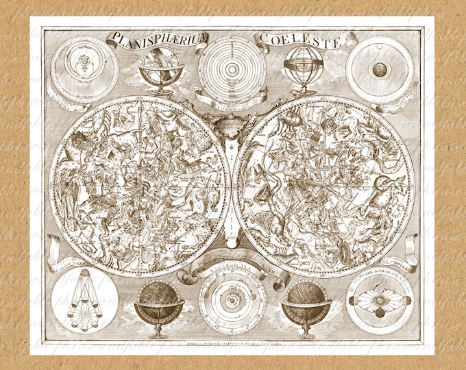 Celestial Map From 1700s Ancient Sky Night Heaven Celestial - Etsy