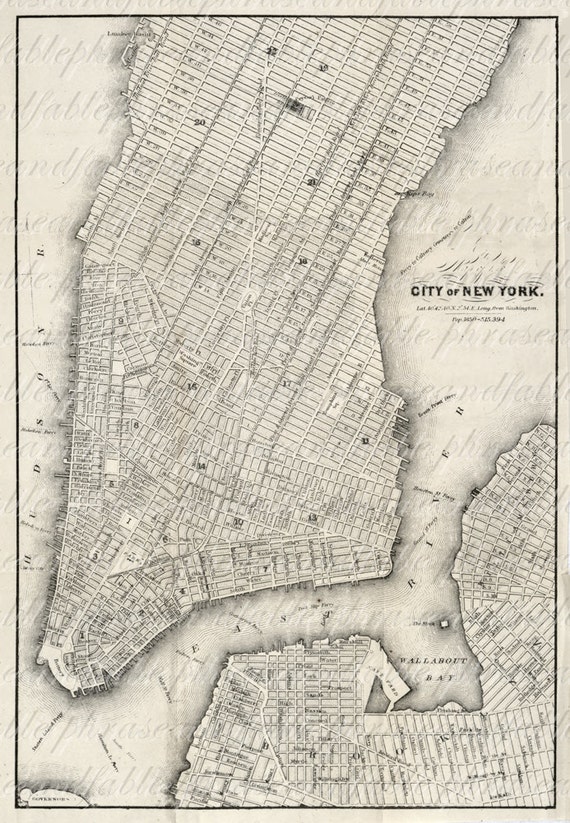 Map of New York From the 1800s 148 Cartography Vintage Digital - Etsy ...