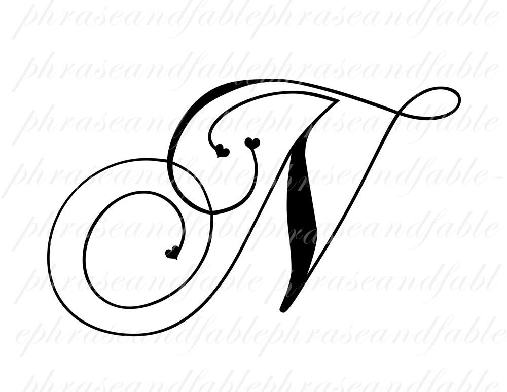 Letter N Hearts 284 Digital Download Alphabet Initial Name - Etsy