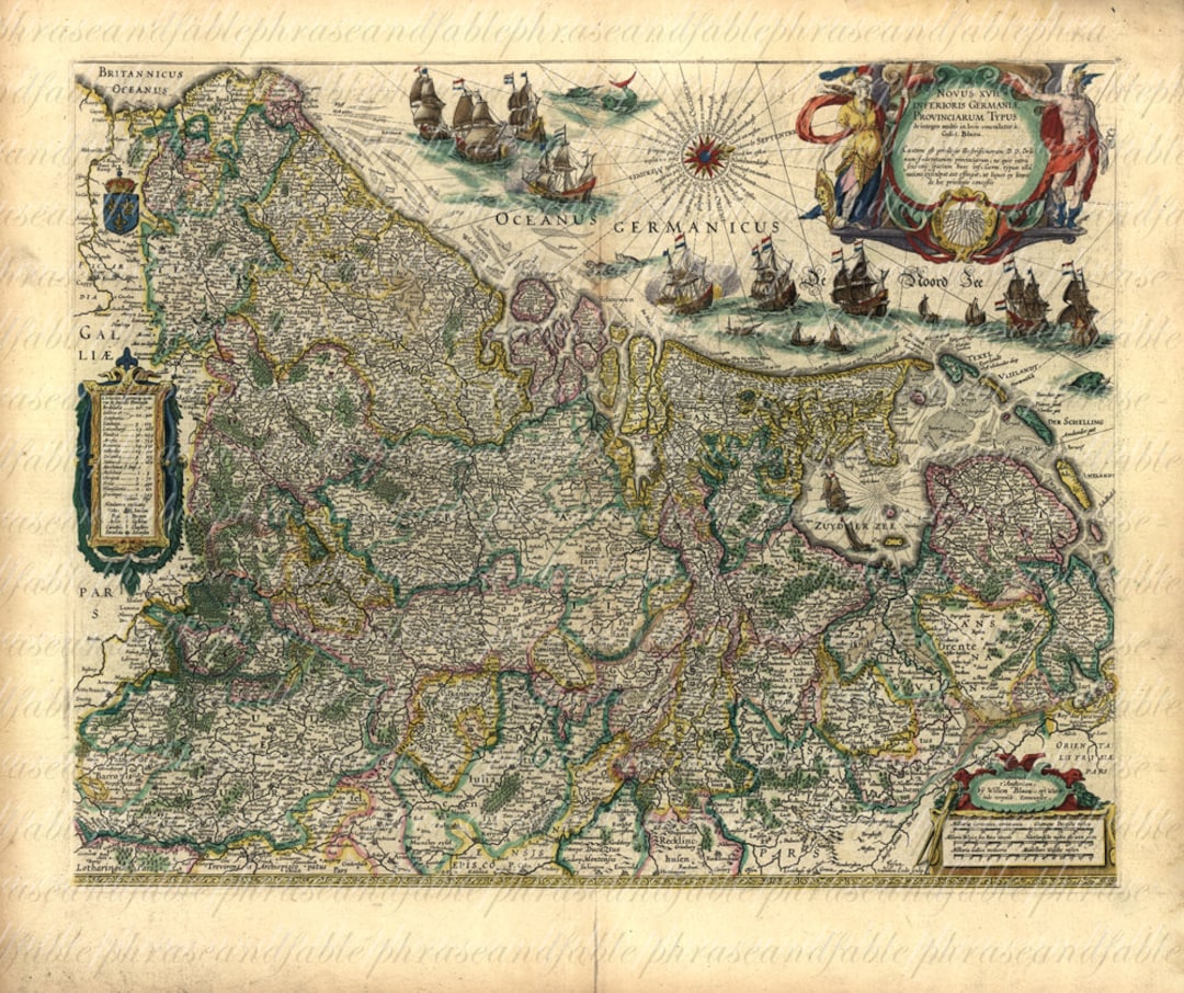 Map of the Netherlands From the 1500s Amsterdam Holland Dutch ...