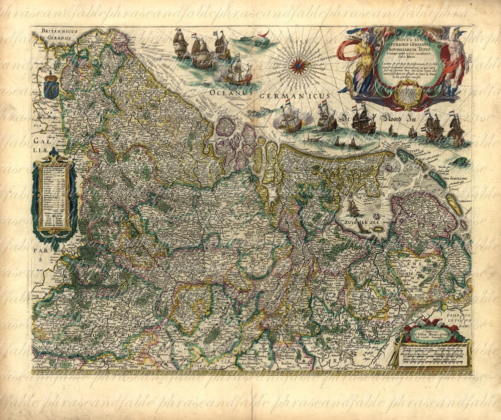 Map of the Netherlands From the 1500s Amsterdam Holland Dutch ...