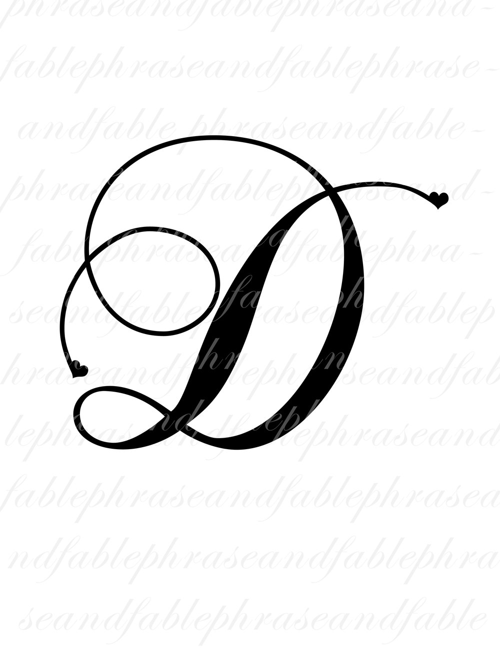 Letter D Hearts 275 Digital Download Alphabet Initial Name Glyph ...