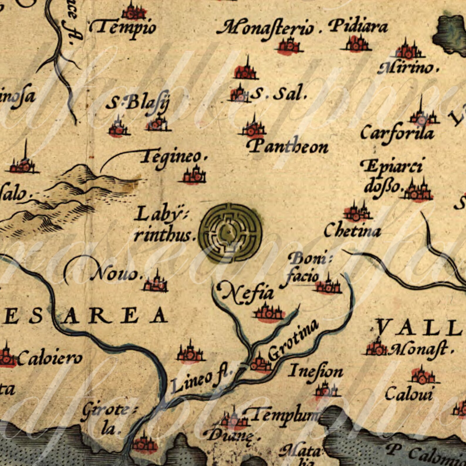 Map of Cyprus and Crete From the 1500s 095 Ancient Nicosia Knossos ...