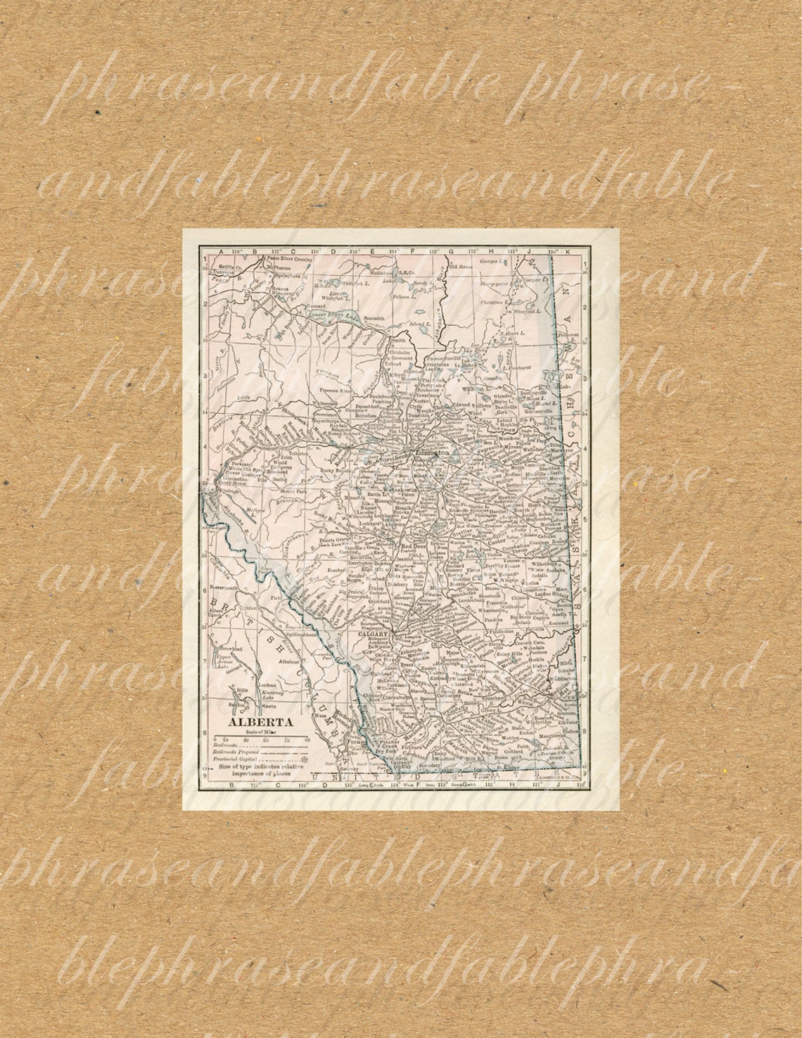 Map of Alberta From the 1900s Canada Vintage Old Map Ancient Printable ...