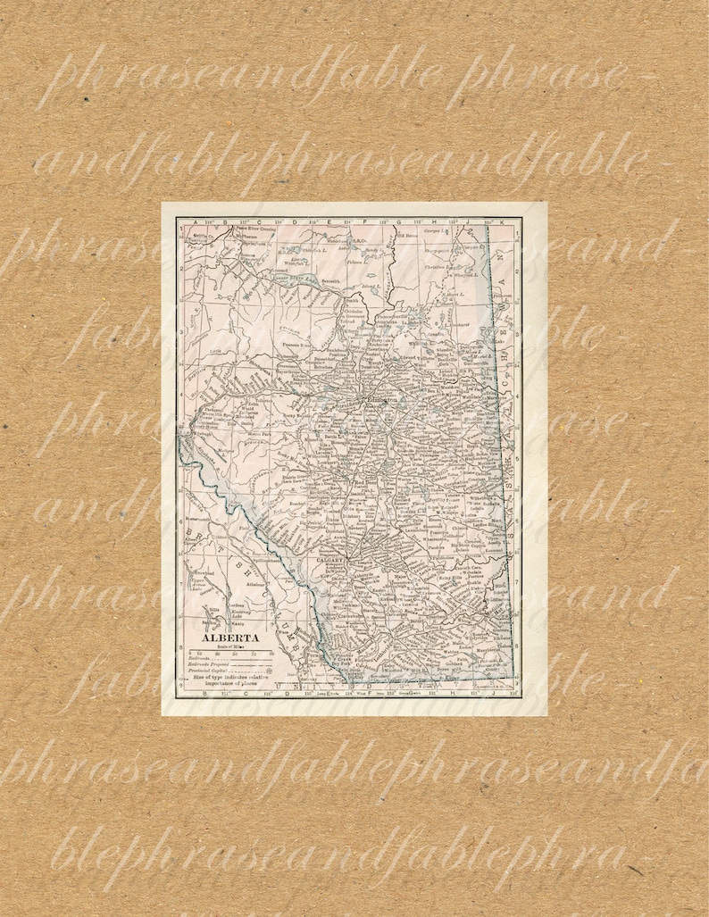 Map of Alberta From the 1900s Canada Vintage Old Map Ancient Printable ...