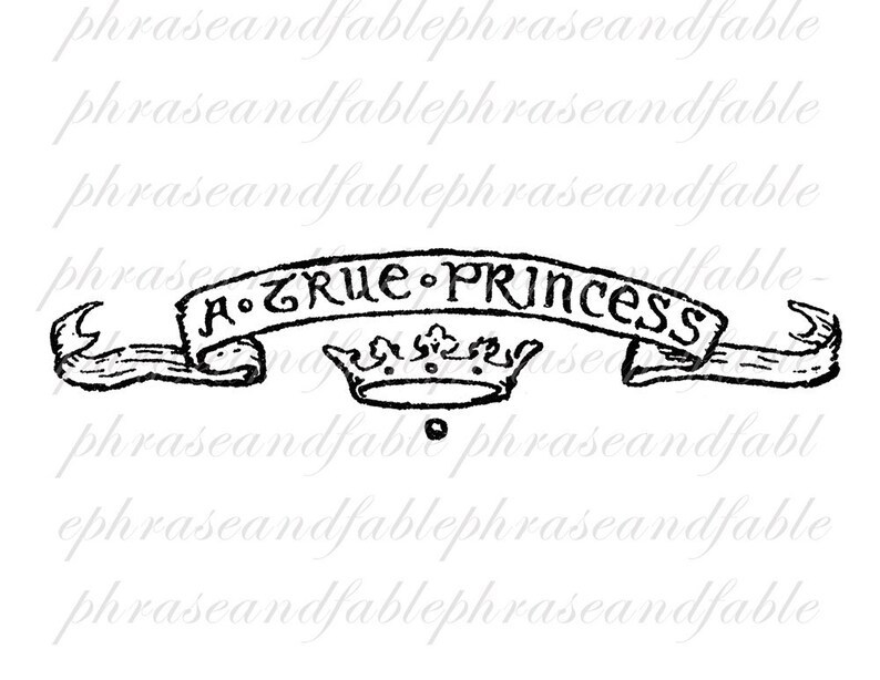 A True Princess Vintage Scroll Princess and the Pea Digital Image ...