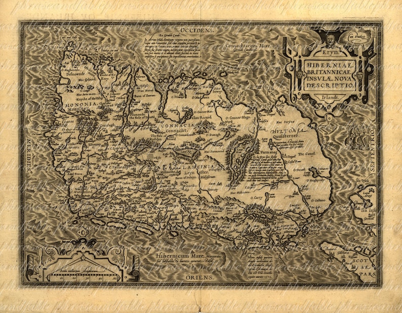 Map of Ireland From the 1500s 035 Ancient Old World Cartography ...