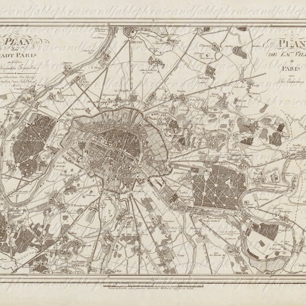 1800s Map of Paris - Etsy