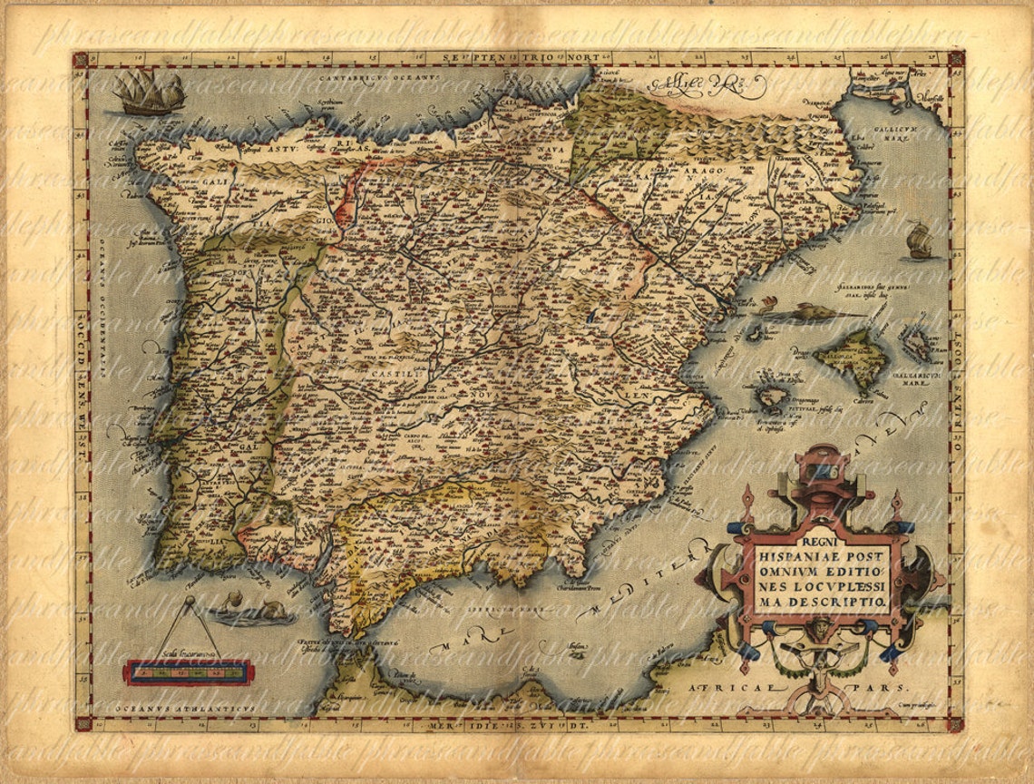 Map of Spain From the 1500s 042 Madrid Old World Cartography Adventure ...